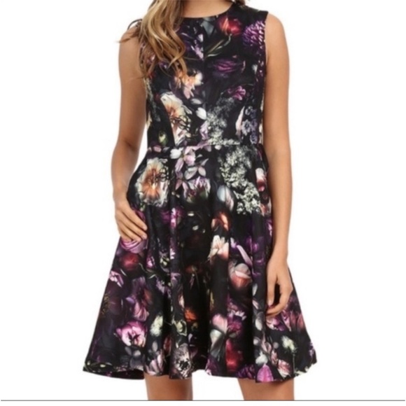 Ted Baker | Dresses | Ted Baker Inesia Shadow Floral Black And Purple ...